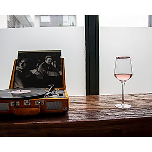 Phnx Phyr Hand Blown Crystal Rose Gold Wine Glasses set 2 - Stem wine glass set - Long Stem wine glasses - Red wine glasses set of 2 - Large white wine glass - Stemmed wine glasses - Gift packaging