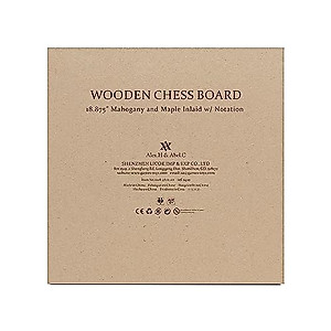 A&A 18.875" Professional Wooden Tournament Chess Board/Mahogany & Maple Inlaid /2.0" Squares w/Notation
