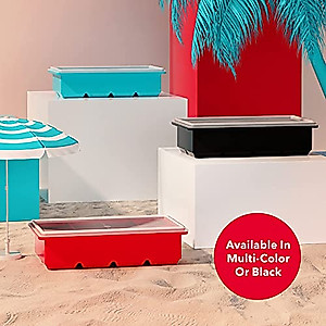 Vremi Stackable Large Ice Cube Trays — Pack of 2 Silicone Trays — 8 Cubes per Tray — Ideal for Cocktails, Frozen Treats, Soups, Sauces,and Baby Food — BPA Free with Frost Resistant Lids — Red and Blue