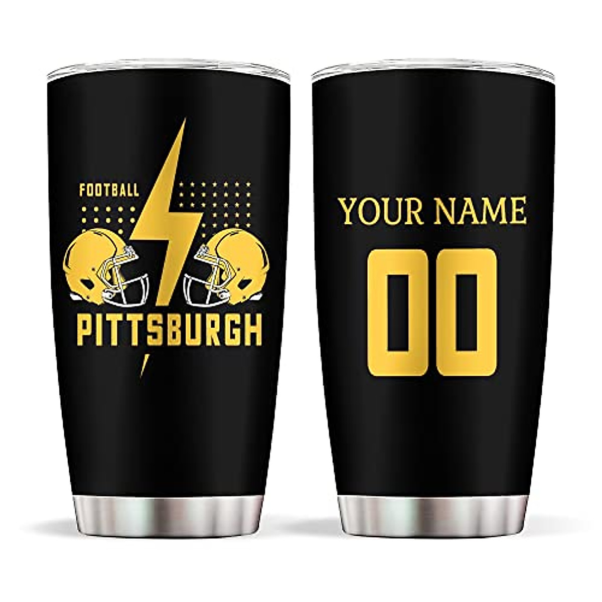 Nmdswov Pittsburgh 20oz Tumbler Stainless Steel Vacuum Insulated Mug with Lid, Double Wall Travel Mug, Durable Powder Coated Coffee Cup, Suitable for Ice Drinks and Hot Beverage