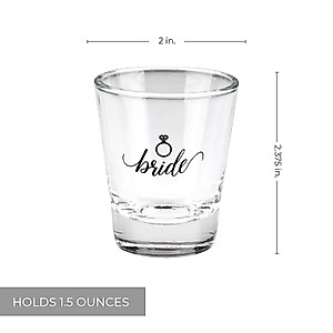 Canopy Street Bride And Groom Shot Glasses/Two Wedding Shot Glasses/Bachelorette Bachelor Party 1.5 Ounce Small Glass Set