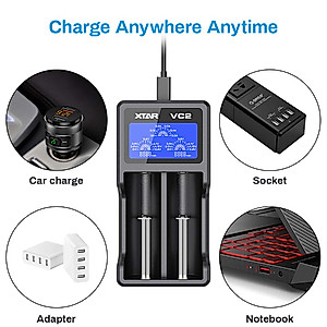 XTAR VC2 Charger with LCD Display Screen