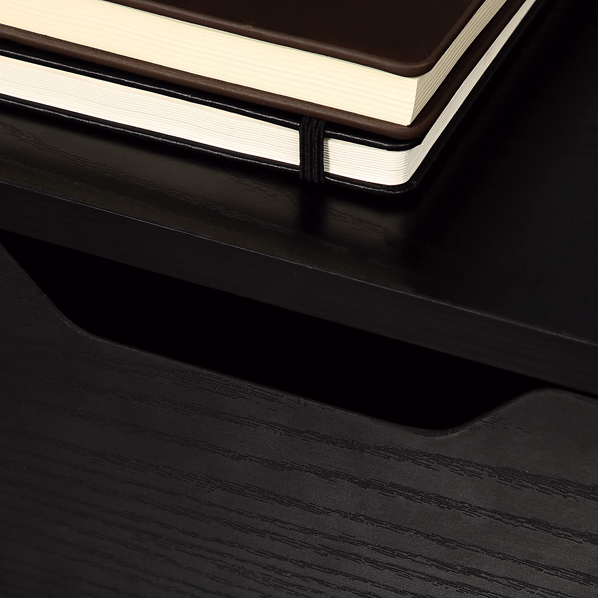 HOMCOM 3 Drawer Mobile File Cabinet, Rolling Printer Stand, Vertical Filing Cabinet, Black Wood Grain