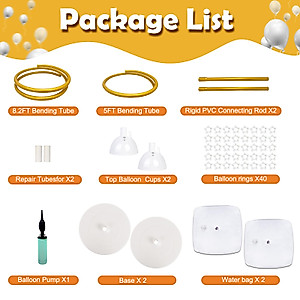 OurWarm 9.35Ft & 6Ft Gold Balloon Arch Stand, Free Bending Shape Balloon Arch Kit, Half Arch Balloon Stand with Base for Floor, Ideal for Wedding Birthday Baby Shower Graduation 4th of July Decoration