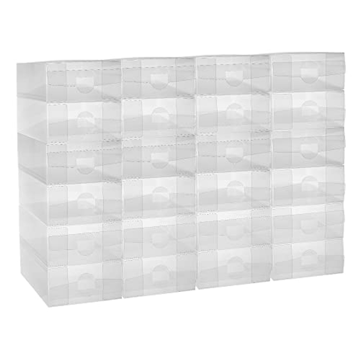 24 Pcs Women's Shoe Box Clear Plastic Stackable Shoe Storage Organizer Foldable Heavy Duty Shoe Containers for Closet Apartments Small Spaces Dorm Bedroom, 12 x 7.5 x 3.7 Inches