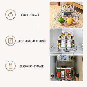 Roninkier Clear Plastic Lazy Susan - Turntable Organization Storage for Kitchen, Bathroom, Office, Bedroom, Living Room, 2-Pack 11-Inch and 1-Pack 11-Inch 2-Tier