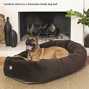 Majestic Pet 40 Inch Suede Calming Dog Bed Washable – Cozy Soft Round Dog Bed with Spine Support for Dogs to Rest their Head - Fluffy Donut Dog Bed 40x29x9 (Inch) - Round Pet Bed Large – Gray