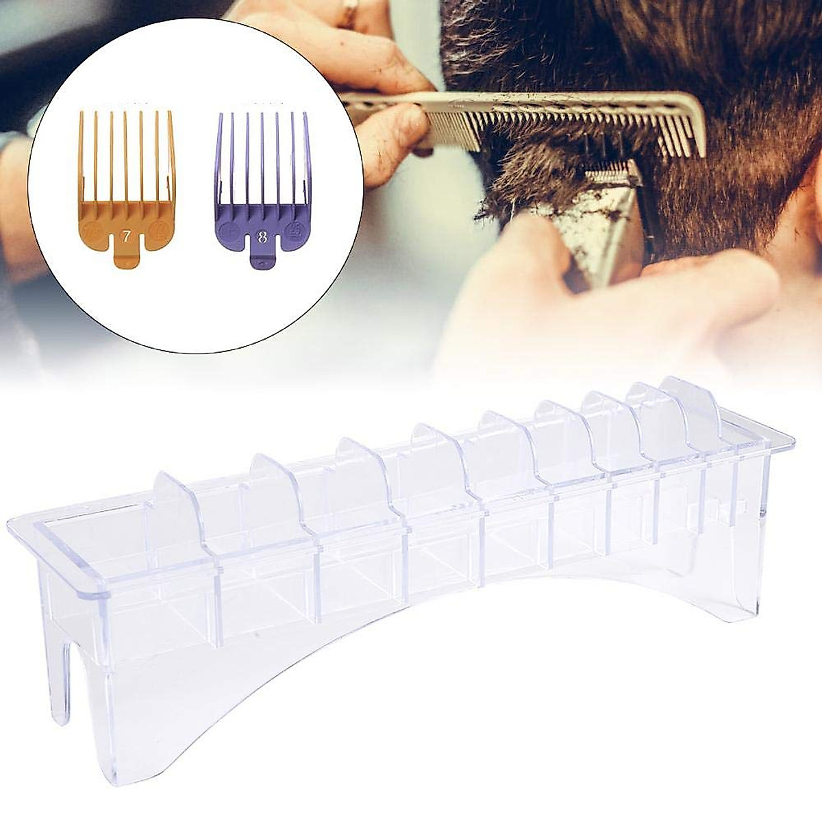 Clipper Holder,Limit Comb Storage Box Hair Clipper Positioning Caliper Comb Organizer Case,Clipper Guard Box for Hair Clipper Limit Comb Guide Attachment (02)