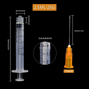 Disposable 1ml Syringe with 25Ga 1 Inch Needle, Individual Package Pack of 100 .Suitable for Refilling Liquid, Inks and Industry