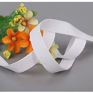 Abbaoww 50 Yards Cotton Twill Tape Ribbon 1/2 Inch, Soft Natural Webbing Tape Herringbone Tape for Sewing DIY Craft, White