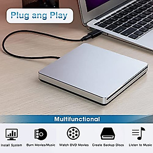 NOLYTH External DVD Drive USB 3.0 Type-C Slot-in CD ROM External Drive Slim CD/DVD Drive Burner CD Reader DVD Player Optical Drive for Laptop Windows 11 Mac PC Apple MacBook iMac