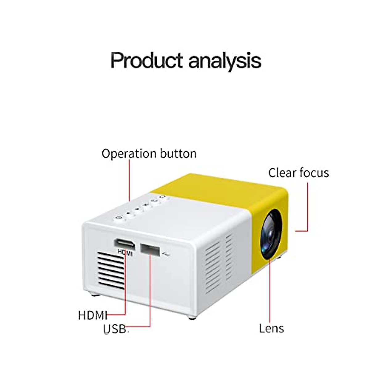 Mini Projector Portable Projector Supports Hd 1080p Outdoor Mobile Power Supply Camper Apartment Classroom Must Haves Electronics Tech Gadgets Birthday Gifts for Men Personalized Gifts (Yellow)