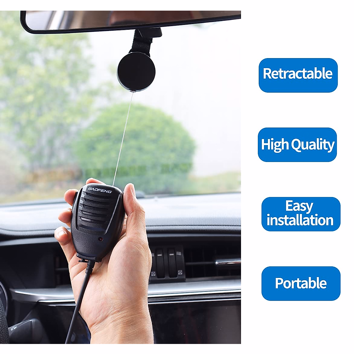 BAOFENG Original UV-5R Mic for Ham Radio Shoulder Speaker Mic Compatible BF-F8HP UV-5R UV-5R Plus GT-3 BF-888s Radio with Microphone Hanger (Speaker Mic+Hanger)