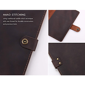 Leather Folio Cover Compatible with Rocketbook Executive Size 6 x 8.8, Handmade Rustic Leather Journal Cover for A5 Notebooks - Coffee