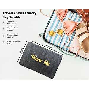 Travel Fanatics Canvas Two Sided Travel Laundry Bag - Washable Laundry Bag with Clean and Dirty Sides - Wash Me & Wear Me - Black