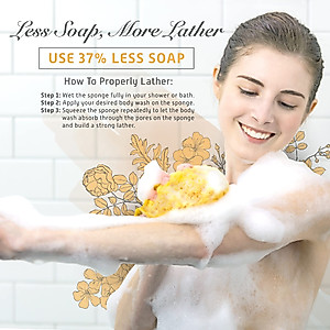 Spongentle Deep Cleansing Body Loofah Sponge, Natural Colors, for Bath and Shower, Multiple Textures for Gentle and Deep Exfoliation, Generous and Rich Lather, (Pack of 3)