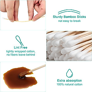 500 Pcs 6" Long Cotton Swabs with Wooden Sticks - Lint Free Gun Cleaning Swabs - Cotton Tipped Applicator for Makeup, Gun Cleaning & Lubricating, Pet Care, Hard-to-Reach Area Cleaning Tools