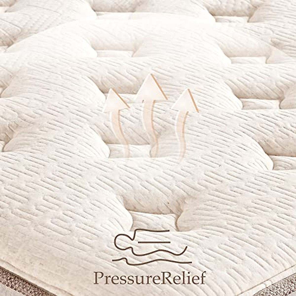 Kescas 8 Inch Memory Foam Hybrid Twin Mattress - Knitted Fabric Cover with Linen - Heavier Coils for Durable Support - Pocket Innersprings for Motion Isolation - Pressure Relieving - Medium Firm