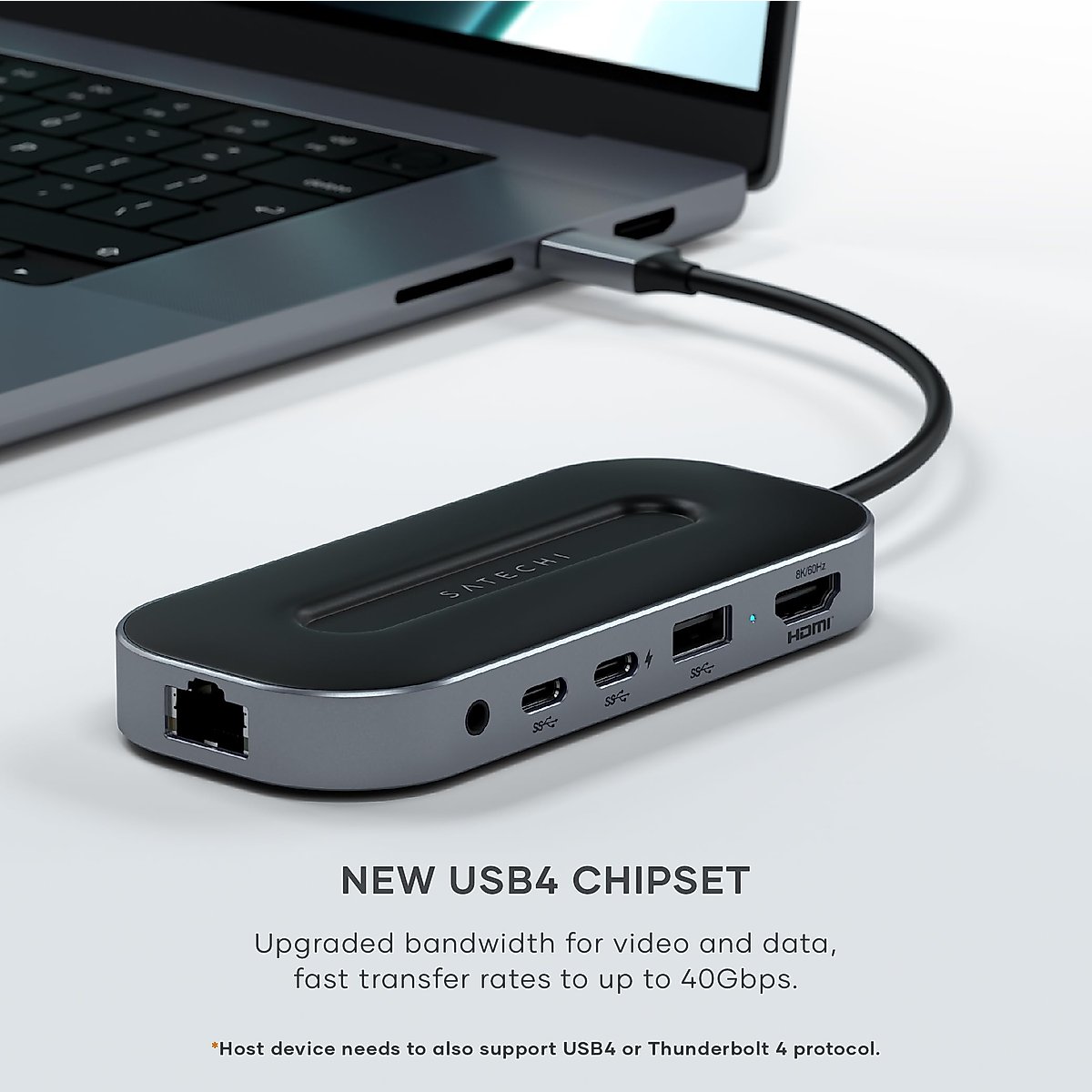 Satechi USB4 Multiport Adapter, USB C Hub 6 in 1 with 8K HDMI, 100W USB C PD Charging, USB C Data, USB-A, Ethernet, Audio Jack, for MacBook Pro/Air M1 M2 M3, Windows