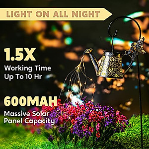 Joiedomi Solar Watering Can Figurine Lights, Metal Waterfall Garden Lights with Shepherd Hook(39 Inch), Outdoor Waterproof Decorative Watering Can for Patio, Lawn, Garden, Pathway