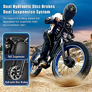 Dakeya Electric Bike for Adults, Ebikes Dual Motor, 2000w Fat Tire Ebike 35mph Dual Motor Electric Bike with Removable 48v, All Terrain Ebikes for Adults, Full Suspension 26" Awd E Bike 22.4ah Battery