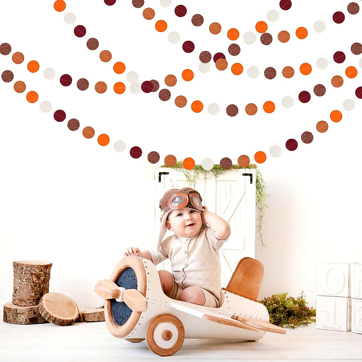 Boho Burgundy Brown-Orange Party-Decorations Streamers - 52Ft Birthday Baby Shower Hanging Paper Garland Banner,Fall Autumn Thanksgiving Harvest Rustic Wedding Bridal Classroom Supplies Decor Hugtmr