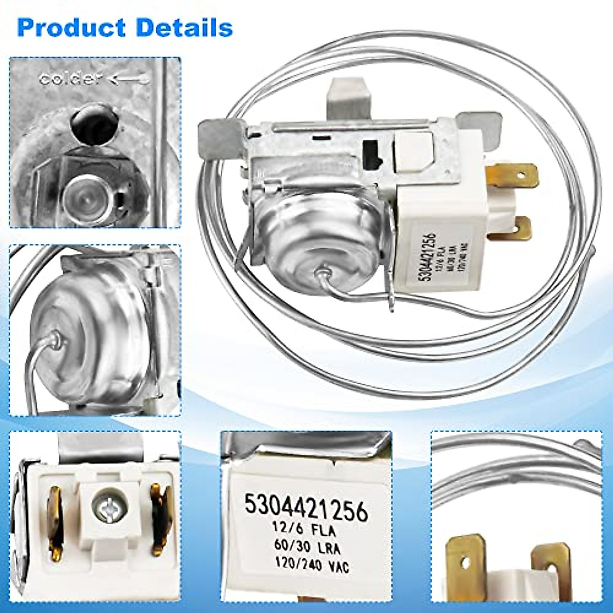 prime&swift 241537103 5304421256 Refrigerator Temperature Control Thermostat Replace AP2151609,PS472524,241537101,5304445058,5304458021