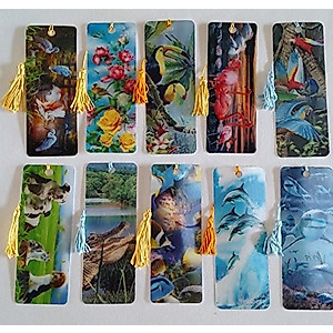 3 D Realistic Lenticular Bookmarks with Tassel Assorted 10 Pack