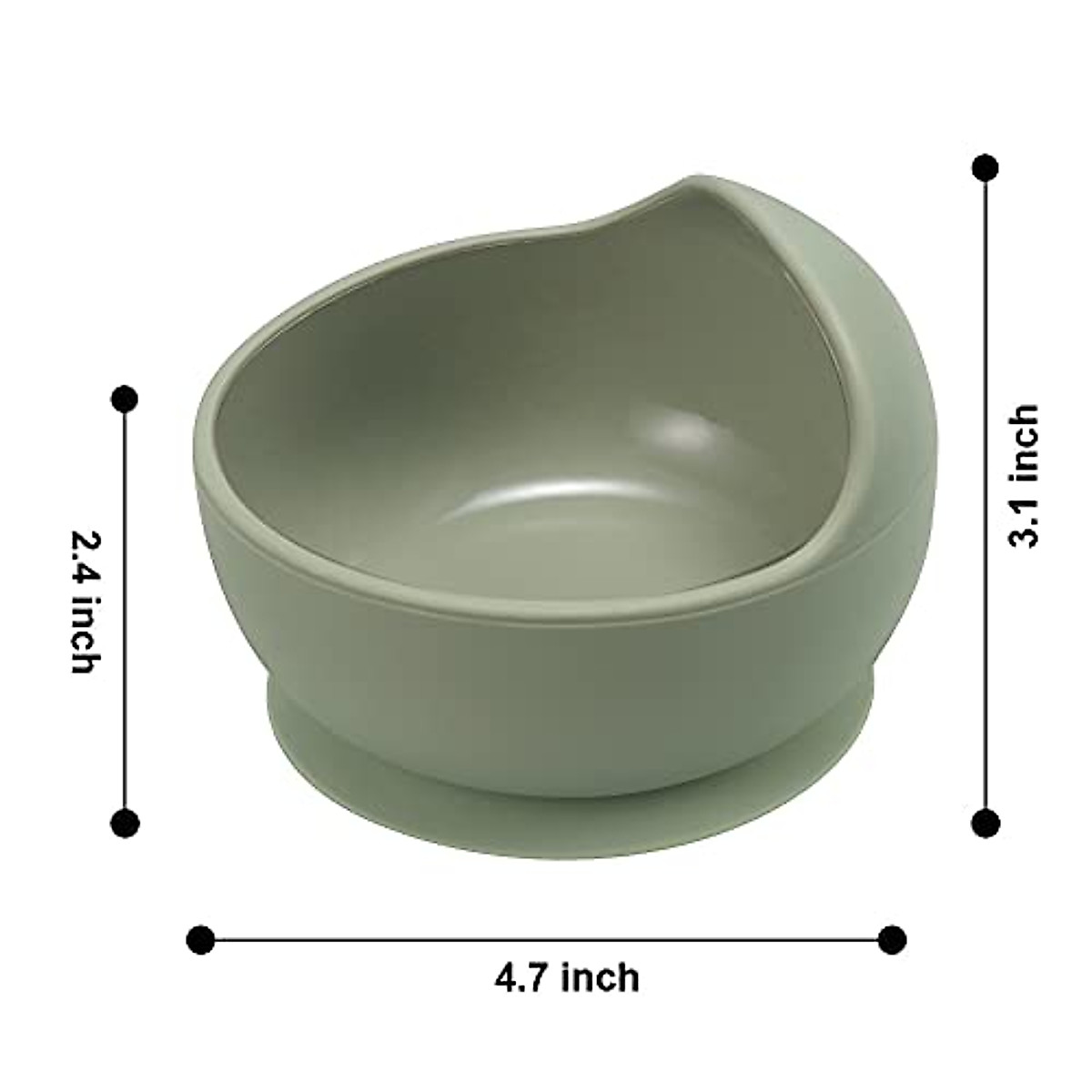 PandaEar Stay Put Silicone Suction Bowl| with Silicone Spoon BPA Free| Babies Toddlers Infants (Green)