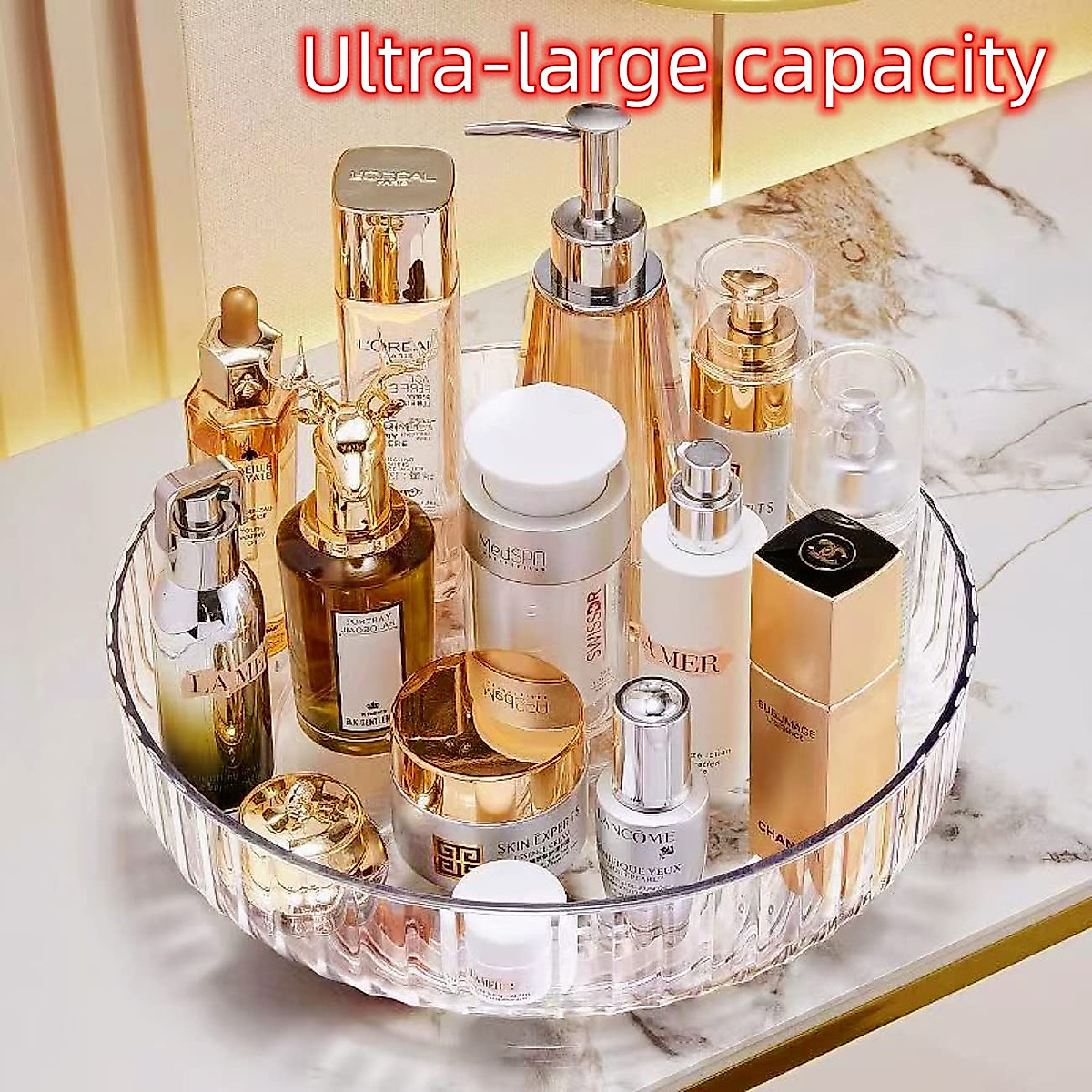 Lazy Susan Organizer with Gold Non-Slip Base,11Inch Makeup Perfume Organizer, Turntable Organizer for Cabinet, Round Spinning Organization for Pantry, Fridge, Countertop, Condiments