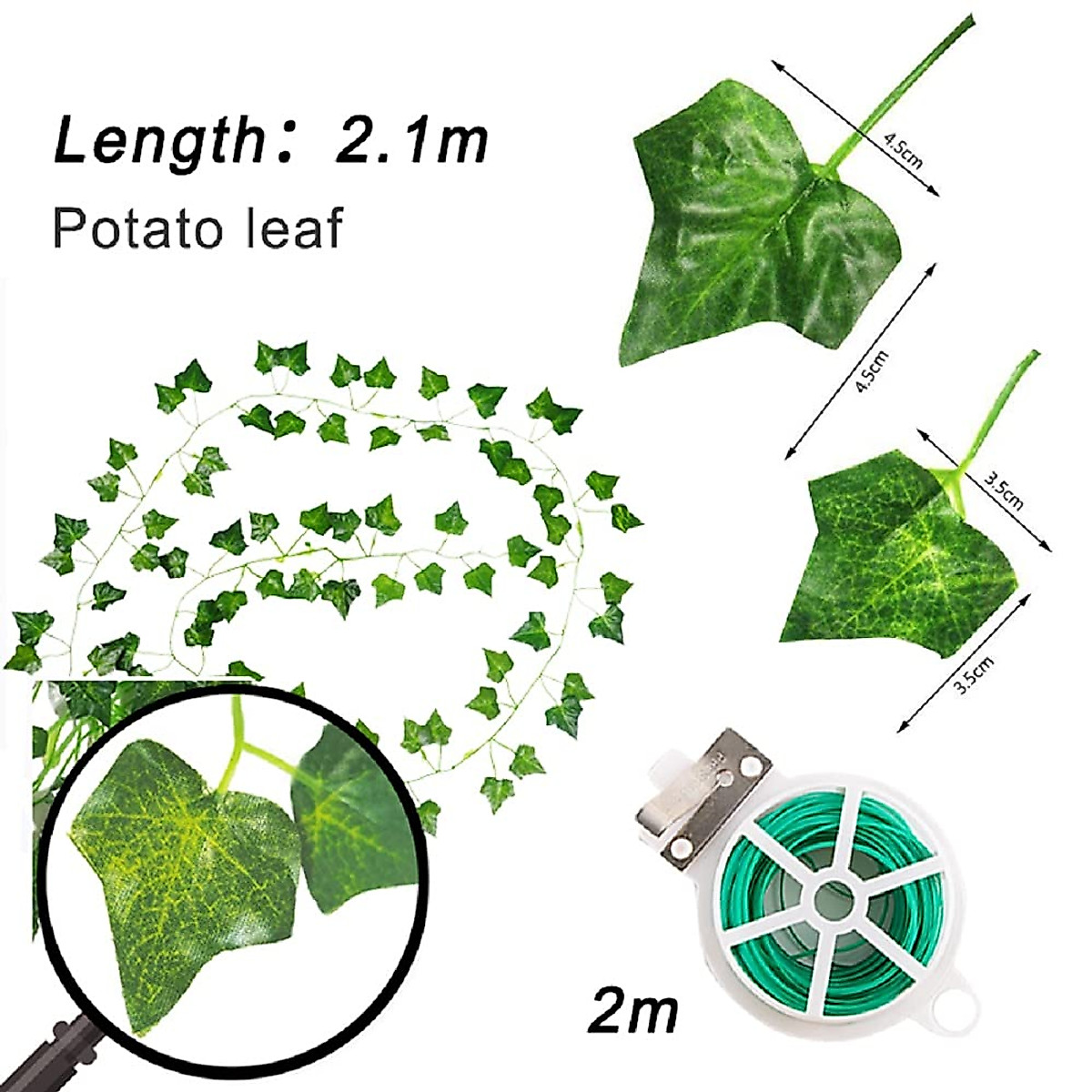 24 Strands Artificial Ivy Fake Ivy Vine Ivy Garland Leaves Garland Hanging Plant with 100 Pack of Cable Ties for Weeding Party Garden Home Wall Decoration