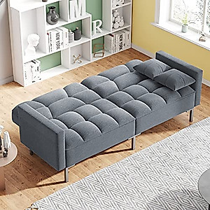 SOFTSEA 74'' Sofa Bed Sleeper Couches and Convertible Sofas, Couch Recliner Convertible Sofa Modern Adjustable Futon Couches Sofas Bed for Living Room Fold Up and Down Recliner Couch (Dark Gray)