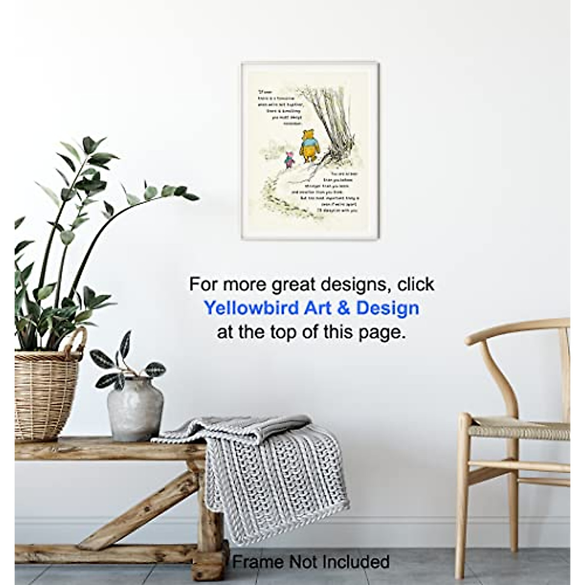 Winnie Pooh Wall Art - Kids Wall Art - Boys Room, Baby Nursery Decor - Girls Bedroom Decor - Wall Decor for Toddlers - Always Remember You Are Braver Than You Believe - A. A. Milne Poster 11x14 Gift