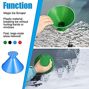 Hicarer 4 Pack Magical Ice Scraper Round Snow Scraper Funnel Car Snow Removal Shovel Tool Cone Magic Car Ice Scraper Winter Car Accessories for Car Windshield Window Vehicle Truck Automotive