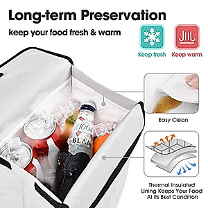 HOMESPON Insulated Lunch Bags for Women/Men - Leakproof Lunch Cooler Tote Bag with Adjustable Shoulder Strap - Foldable Lunch Box for Adults, Office Work, Picnic, Beach (Light Grey)