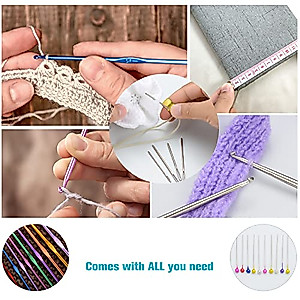Crochet Hooks Set Home Crochet Hook Kit, 110 Piece Knitting & Crochet Supplies DIY Kits, Including Sewing Needles, for Crochet Needle for Beginners, and Seasoned Crochet Lovers