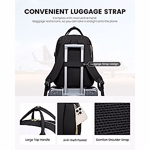 LOVEVOOK Laptop Backpack for Women, Fashion Travel Work Commuter Backpack Purse with USB Port, Lightweight Casual Daypacks, Nurse Teacher Computer Bag, College Bookbag, Fit 15.6" Laptop