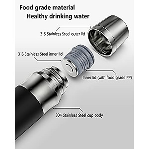 AISEELY Vacuum Insulated Bottles, Double Wall Stainless Steel Thermos with One-Piece Liner, Add-A-Cup Water Bottle for Hot & Cold Drink, Coffee Travel Mug Thermal (21 OZ)…