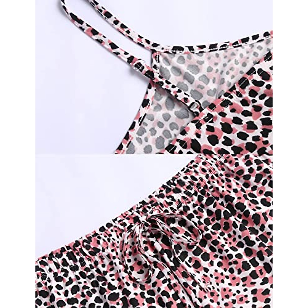 Ekouaer Women Leopard Pajamas Camisole Short Sets 2 Piece Pj Nightwear Sleepwear