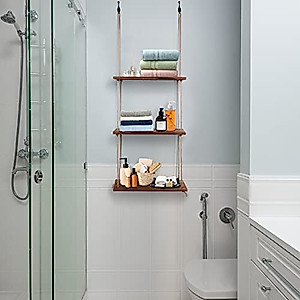 Bathroom Shelves Over Toilet Bathroom Organizer – Bathroom Wall Shelf Toilet Organizer – Rustic Farmhouse Bathroom Decor – Over Toilet Storage Ladder Shelf – Hanging Shelves Bathroom Space Saver