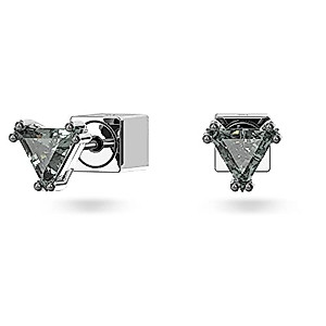 Swarovski Stilla Stud Earrings, Triangle Cut Crystal, Black, Ruthenium plated