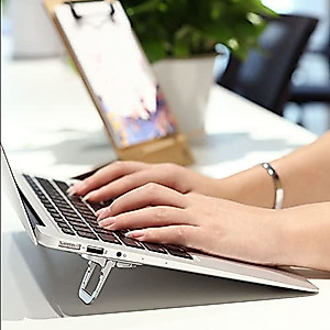 Portable Keyboard Stand for Desk, Adjustable 3 Angle Keyboard and Laptop Riser, 2PCS Invisible Mini Laptop Stand, Zinc Alloy Build for MacBook Air/Pro, Lenovo, HP, 10-17"Inches Laptops(Silver)