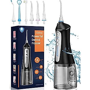 Elifloss Water Dental flosser Oral Irrigator with 4 Modes, 7 Tips, Adjustable Intensity IPX7 Waterproof