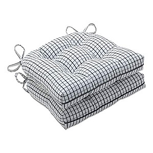 Pillow Perfect Outdoor/Indoor Austin Nash Pewter Chair Pads, 15.5" x 16", Grey 2 Count