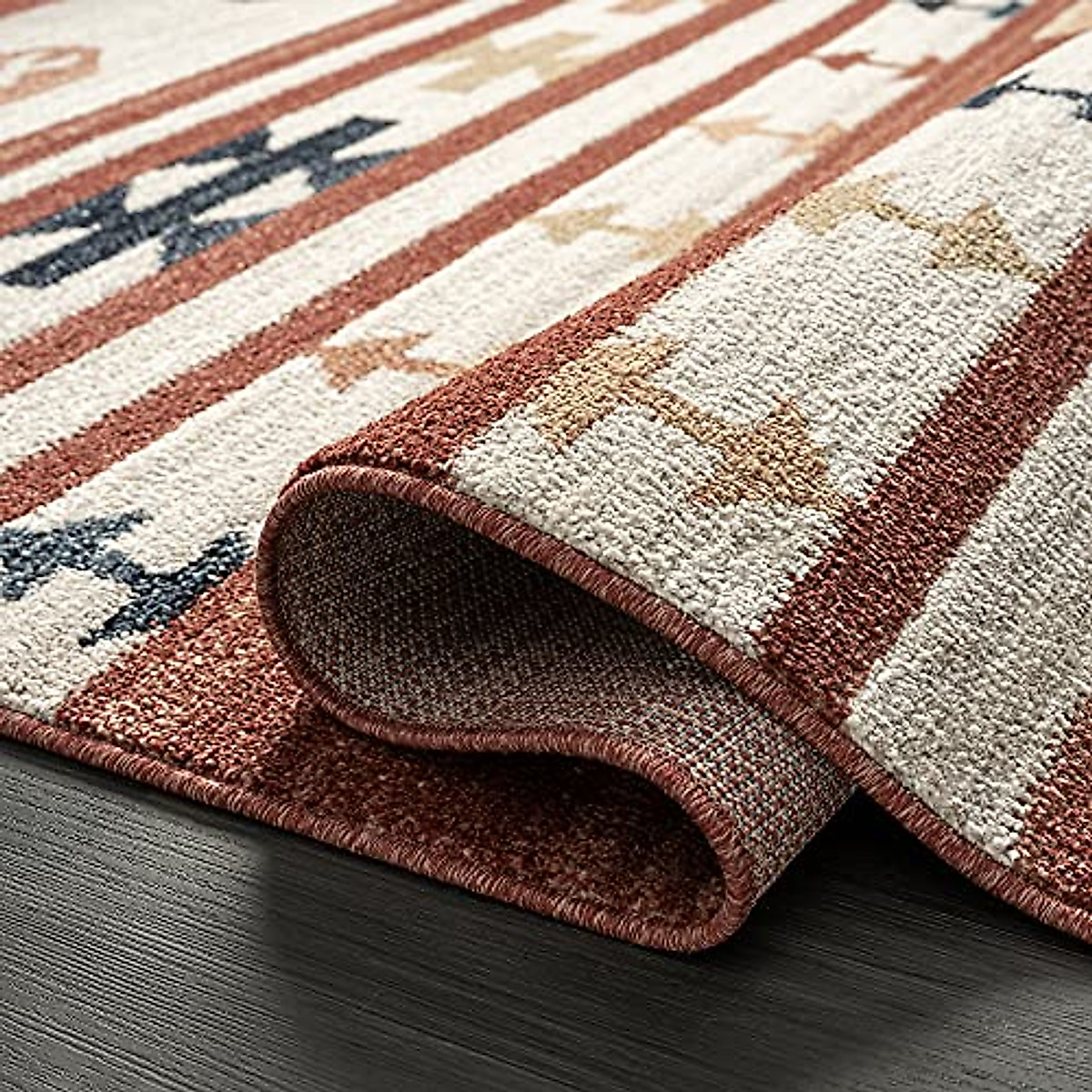 Abani Rugs Native Tribal Print Burnt Amber & Beige Living Room Rug - Premium Southwestern Style Non-Shedding 5'3" x 7'6" (5x8) Area Rug