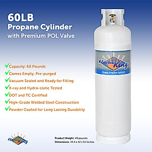 Flame King YSN60LB 60LB POL Steel Propane Tank Refillable Cylinder for RV, Lunch Truck, White