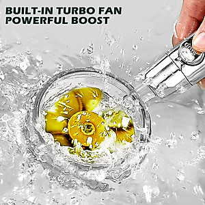 High Pressure Shower Head with Handheld Spray for Low Water Pressure, Hydro Jet Shower Head with Filtered and on off Switch, 360° Rotating Vortex Shower Head, Propeller Turbo Fan hand-held Shower Head