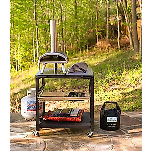 NUUK Double-Shelf Movable Outdoor Pizza Oven Table, 24" x 30" Stainless Steel Commercial Multifunctional Food Prep Worktable with Drawer on Wheels
