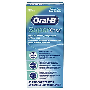 Oral-B Super Floss Pre-Cut Strands Dental Floss, Mint, 50 Count