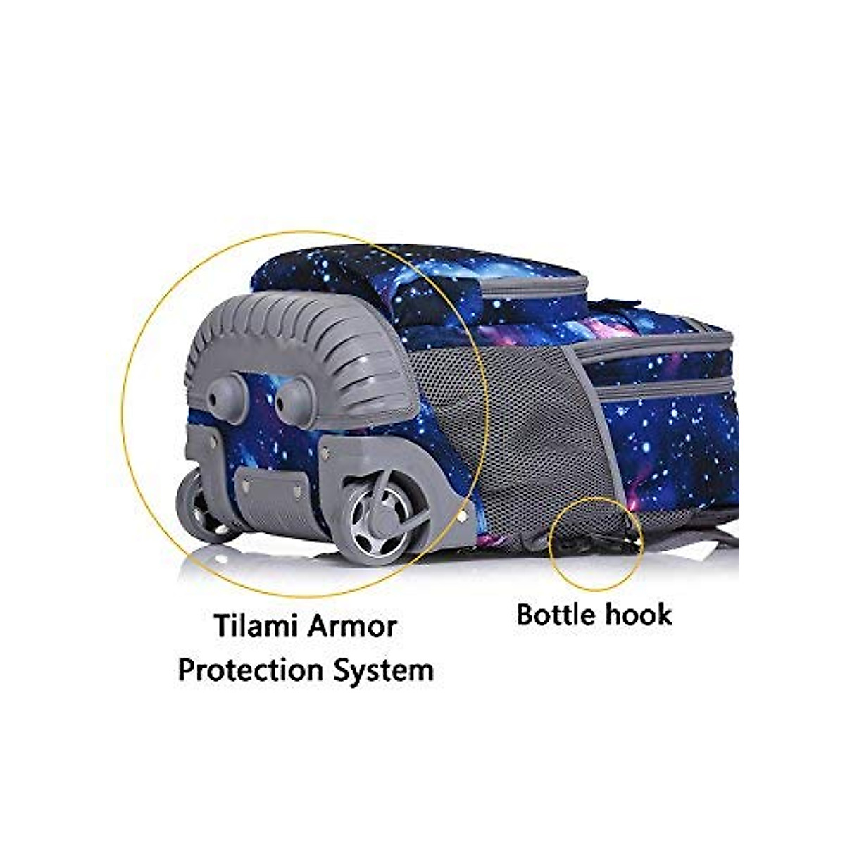 Tilami Rolling Backpack Laptop 18 inch with Lunch Bag, Galaxy